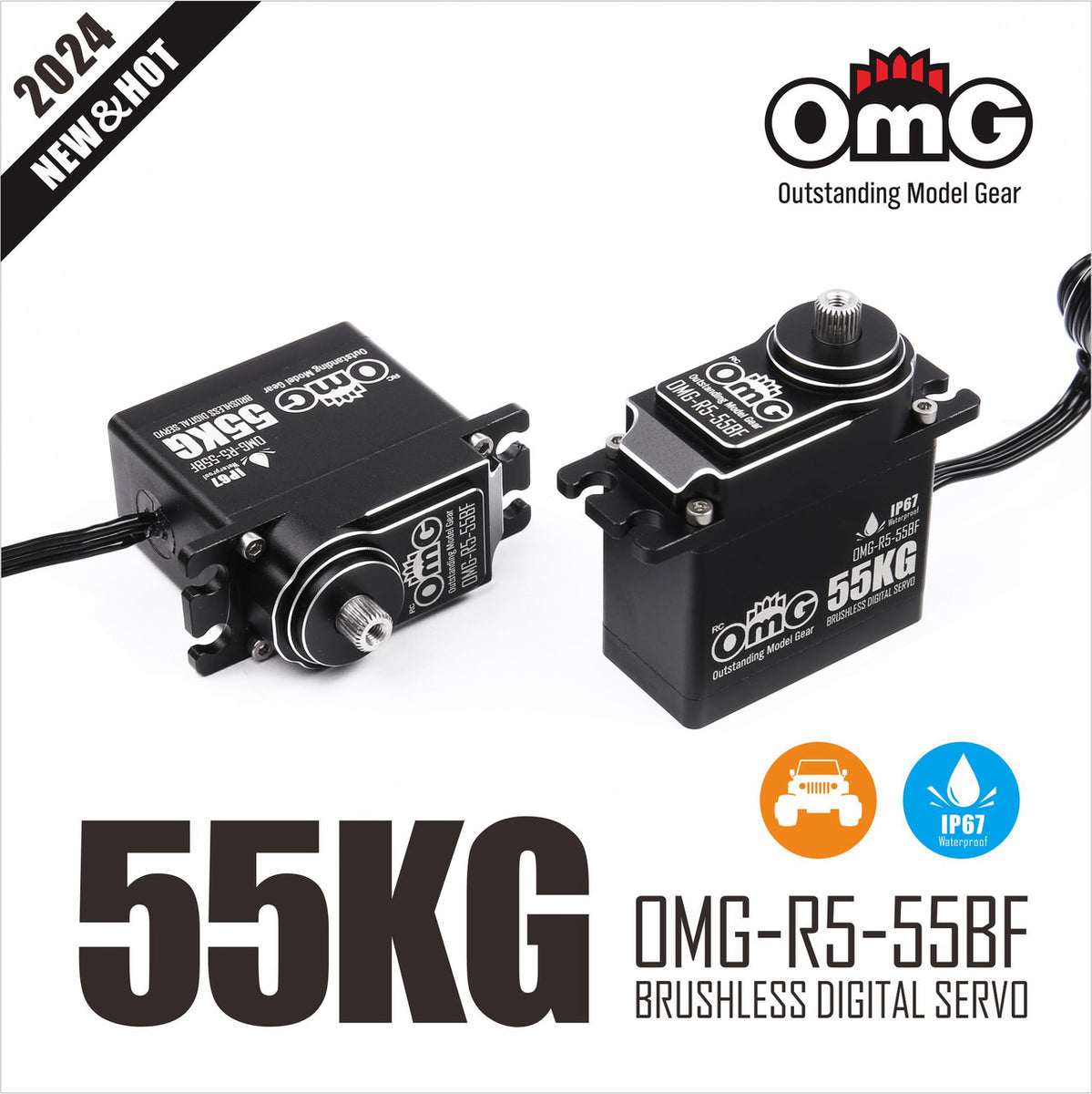 OMG-R5-55BF Standard Size Full Metal Waterproof IP68 55KG Brushless Di ...