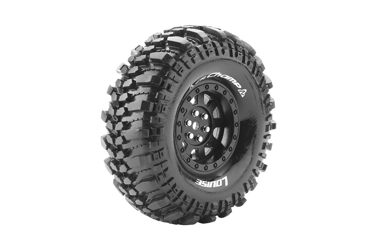 CR-Champ 1/10 1.9" Crawler Tires, 12mm Hex, Super Soft, Mounted on Bla ...