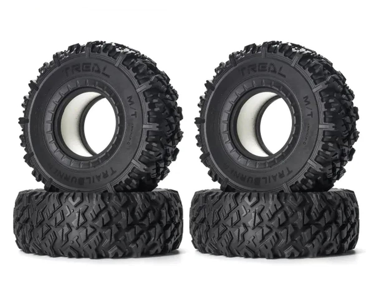 Treal Hobby Trailburner 1.9" Rubber Rock Crawler Tires (4) w/Foam Inse ...
